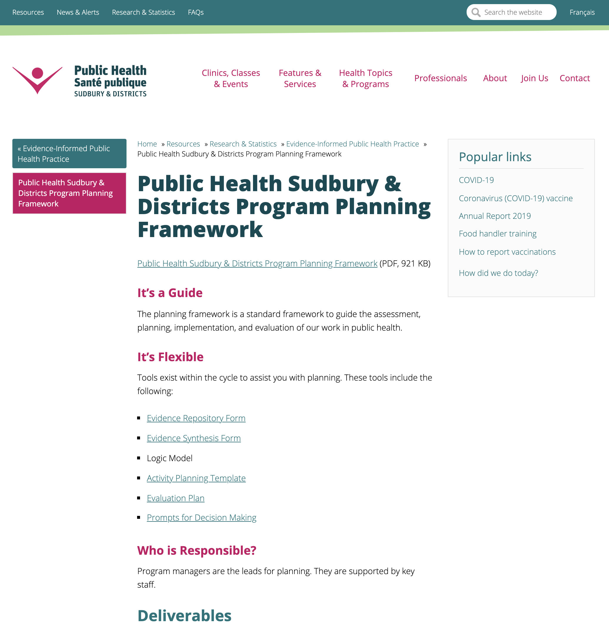 Public Health Planning Toolkit Resource Details National 