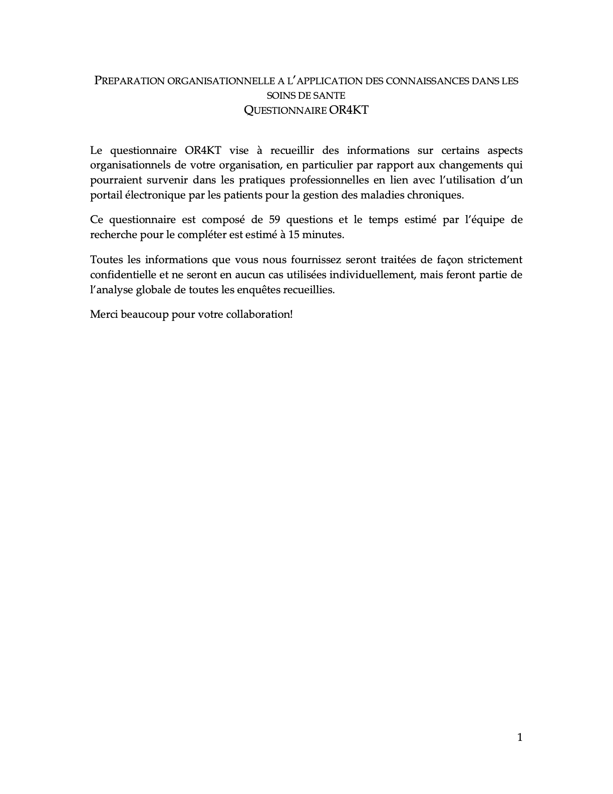 Outil de préparation organisationnelle à l’application des ...